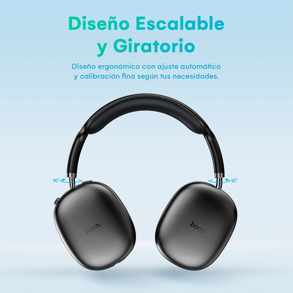 Audifonos Hoco W35 Air Premium Diadema 45 Horas Negro - Sebra